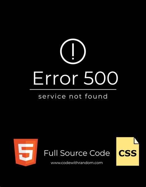 500 error page html css templates codewithrandom
