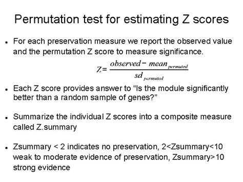 Module Preservation Statistics Steve Horvath University Of California