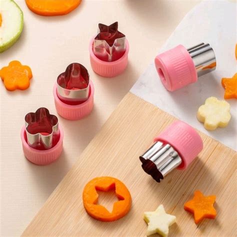 Kit 3 Mini Cortadores Frutas Biscoitos Legumes Formato De Flor