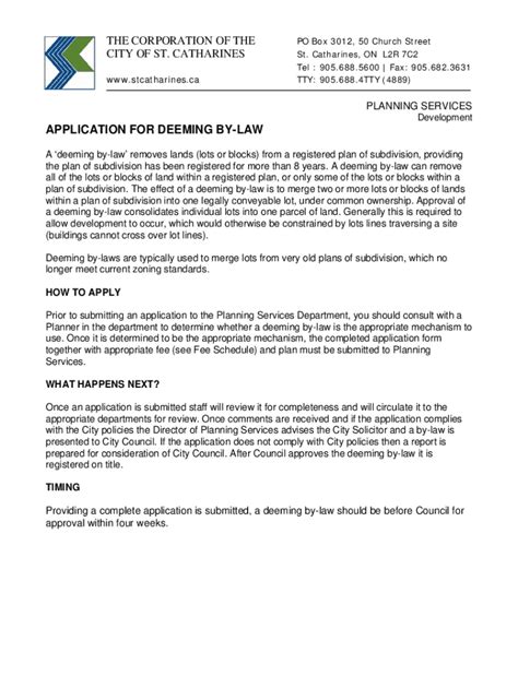 Fillable Online Fillable Online Stcatharines Minor Variance Application Fax Email Print
