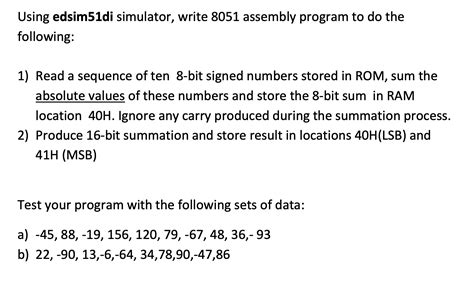 Using Edsim51di Simulator Write 8051 Assembly