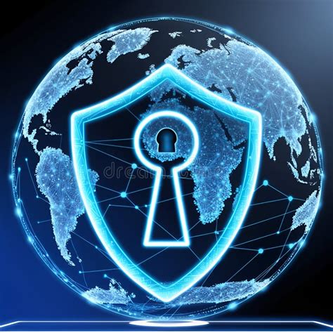 Abstract Global Security Digital Technology Blue Background Protection Protect The World