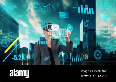 Woman Searching Dynamic Data Using Hand Sliding Graph Analysis By Vr Of