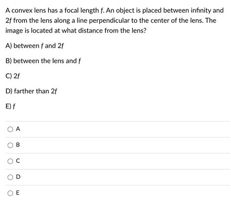 solved 4 which option is correct a convex lens has a focal length f
