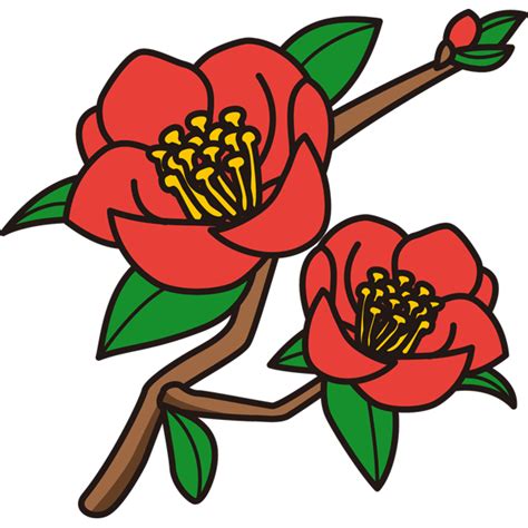 植物 ツバキ（カラー） 無料イラスト・powerpointテンプレート配布サイト【素材工場】