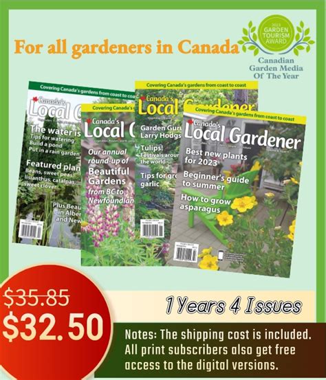 1 Year Magazine Subscription Canadas Local Gardener Magazine