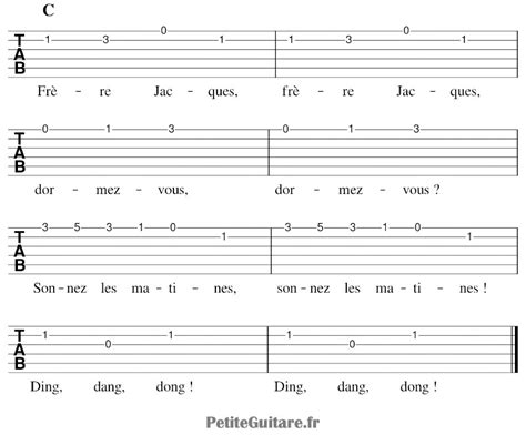 Frere Jacques Guitar Chords