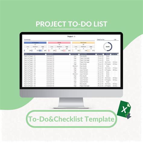 Project Task List Excel Template