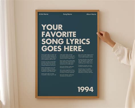 Framed Customizable Song Lyrics Print We Turn Your Favorite Song Into
