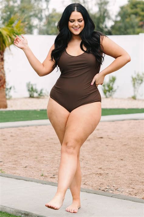 Meet You At The Lake Swimsuit Brown 3x Plus Size Model Fashion