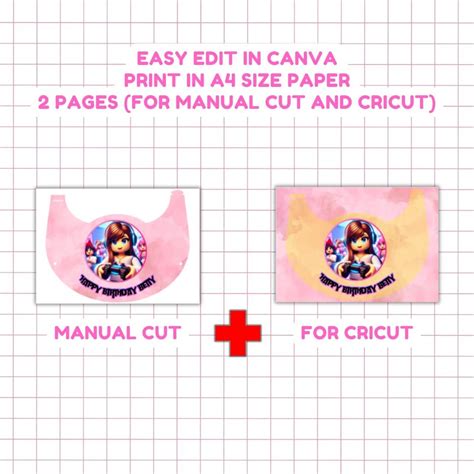 Roblox Gamer Girl Party Hat Template Roblox Decor Roblox Birthday Roblox Party Roblox Party