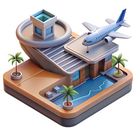 Dramatic Artistic Floating Airport Concept Art Isometric View