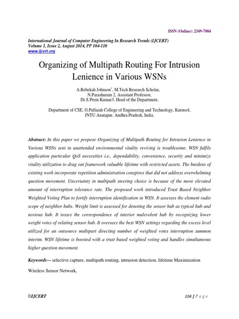 Ijcert Journals Pdf Wireless Sensor Network Routing