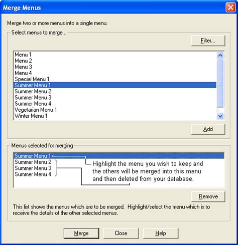 Appendicies Appendix B Dialog Boxes Merge Menus Dialog