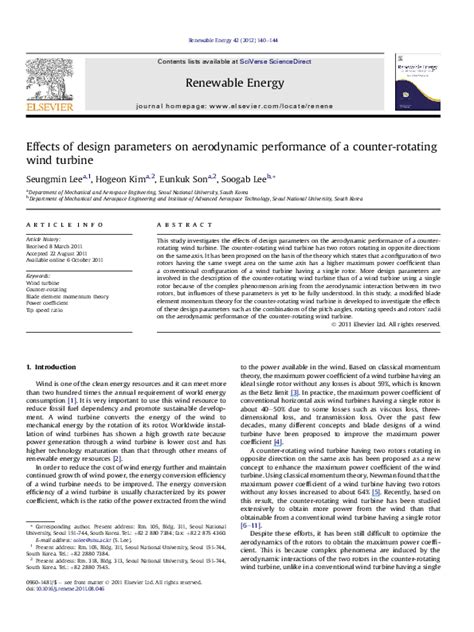 Pdf Effects Of Design Parameters On Aerodynamic Performance Of A
