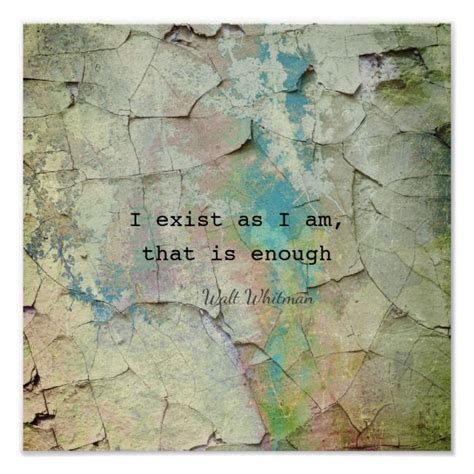 I Exist Inspirational Quote Poster Whitman Quote