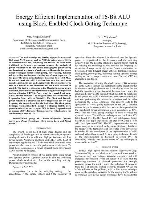 Pdf Energy Efficient Implementation Of 16 Bit Alu Using Block Enabled