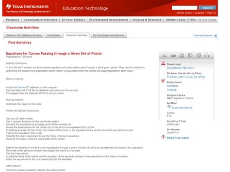 Equations For Curves Passing Through A Given Set Of Points Lesson Plan For 9th 12th Grade