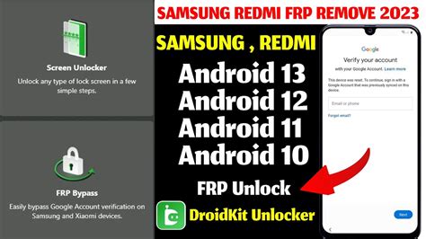 100 Samsung Redmi Mi FRP Bypass Android 11 12 13 DroidKit Google