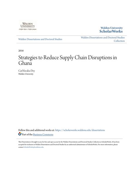 strategies to reduce supply chain disruptions in ghana pdf system