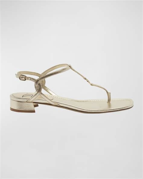 Valentino Garavani Vlogo Metallic Slingback Thong Sandals Neiman Marcus