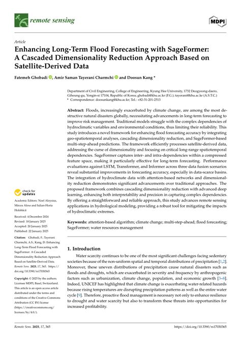 Pdf Enhancing Long Term Flood Forecasting With Sageformer A Cascaded Dimensionality Reduction