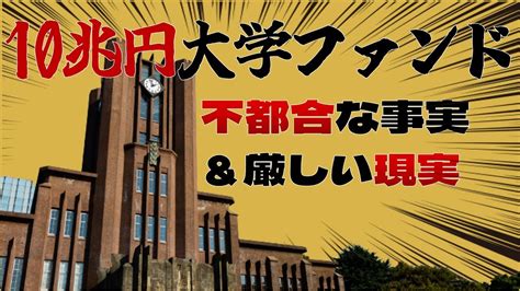 【ニュース解説】始動間近！！日本の10兆円大学ファンドの不都合な事実と厳しい大学運営の現実 Youtube