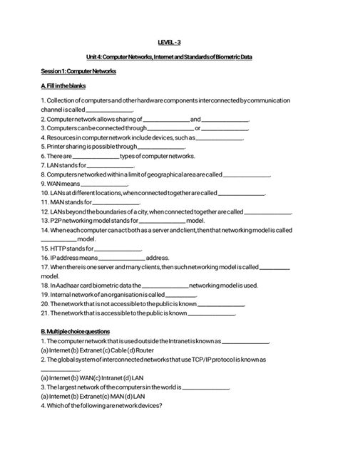 Level 3 Unit 4 Computer Networks Internet And Standards Of Pdf
