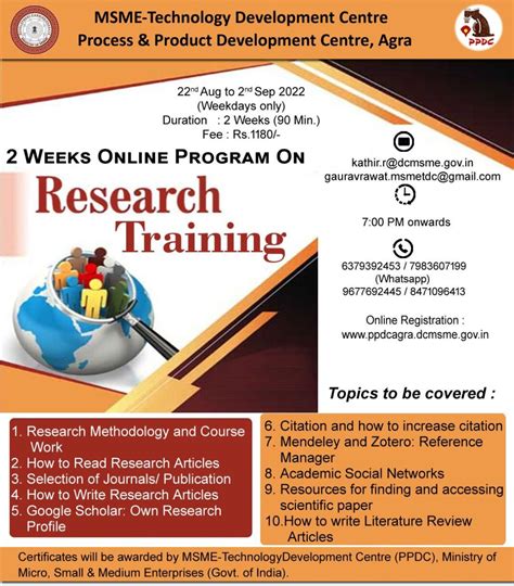 Msme S Certification Course On Research Training 22nd Aug 2nd