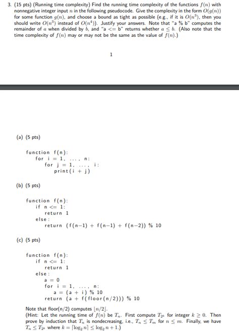 Solved 15 ﻿pts Running Time Complexity ﻿find The Running