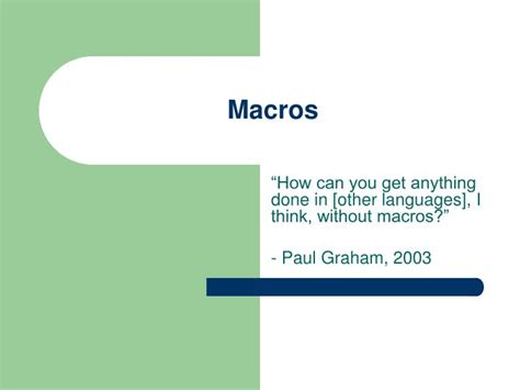 Ppt Macros Powerpoint Presentation Free Download Id3294171