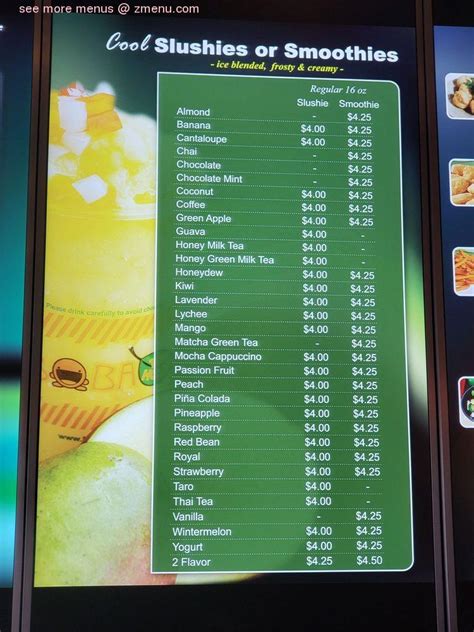Menu At Boba Tea House Pub And Bar Riverside