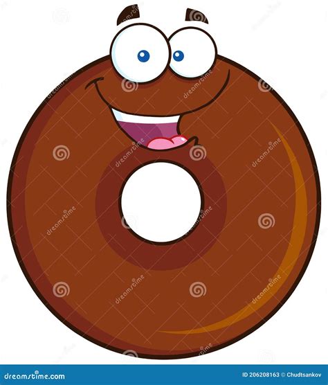 Joyeux Personnage De Dessin Animé Donut Chocolat Illustration De