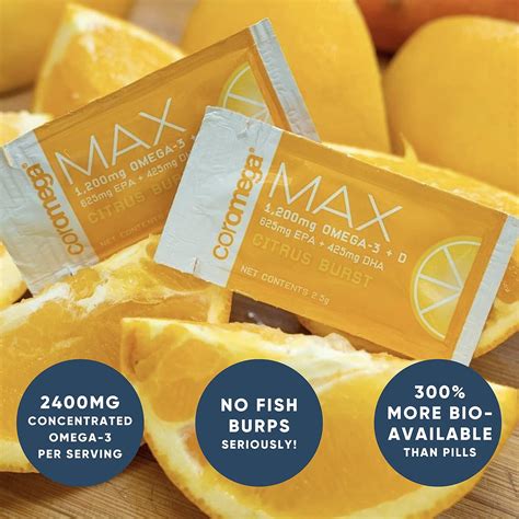 Coromega Max Aceite De Pescado Omega 3 De Alto Concentrado 2400 Mg