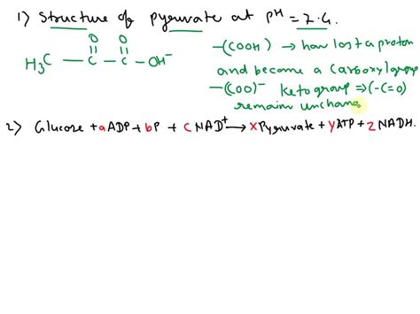 SOLVED I Need Help Drawing The Structure Of Pyruvate At Add Coefficients To The Reaction