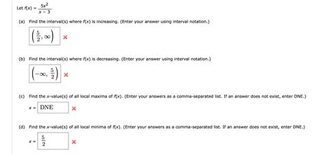 Solved Let F X 5x2x 3 A ﻿find The Interval S ﻿where F X