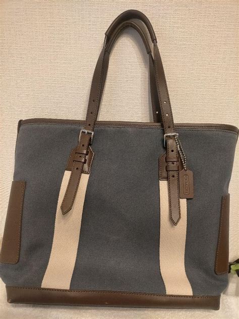 中古美品！coach メンズトートバッグ デニム生地＆本革持ち手 送料込みです！ メルカリ