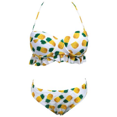 Buy 2017 New Women Pineapple Push Up Bikini Set
