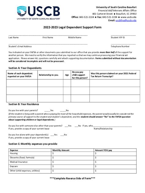 Fillable Online Legal Dependent Support Form Fax Email Print