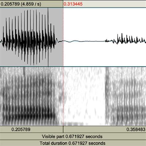 waveform and broadband spectrogram for speaker 1 production of capa