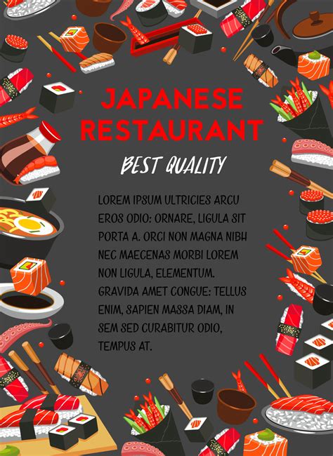 Vector Poster For Japanese Cuisine Restaurant Menu 13051043 Vector Art