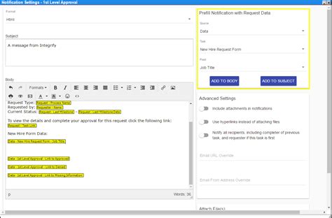 Task Menu Notification Settings Integrify 7