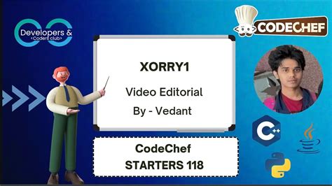xorry 1 codechef starters 118 codechef dcc nit a youtube
