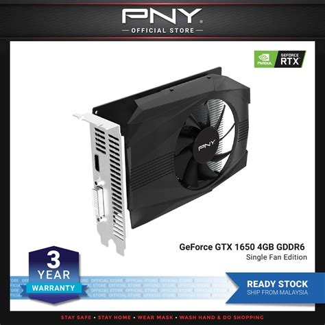 Pny Geforce Gtx 1650 Single Fan 4gb Gddr6 Shopee Malaysia