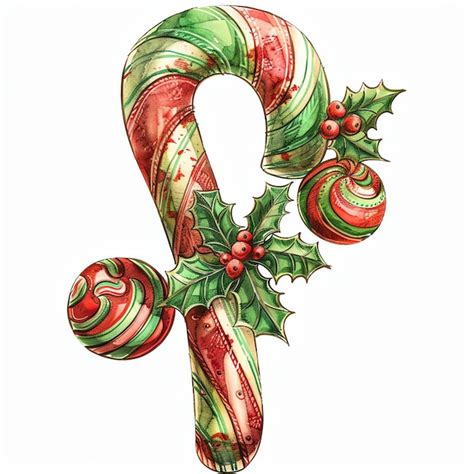 Candy Cane Lane Watercolor Winter Premium Ai Generated Image