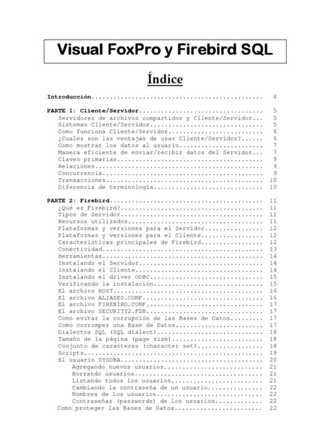 Visual Foxpro Y Firebird Sql Pdf Archivo De Computadora Servidor