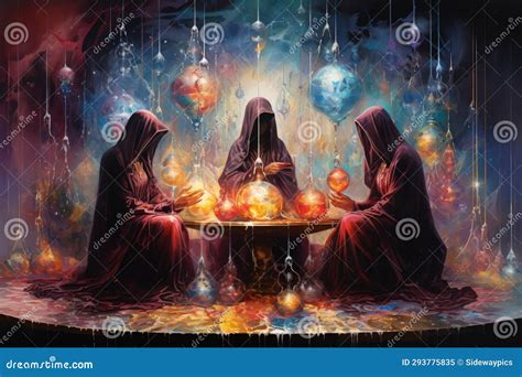 Mystic Fortune Tellers Reading The Secrets Of The Universe In