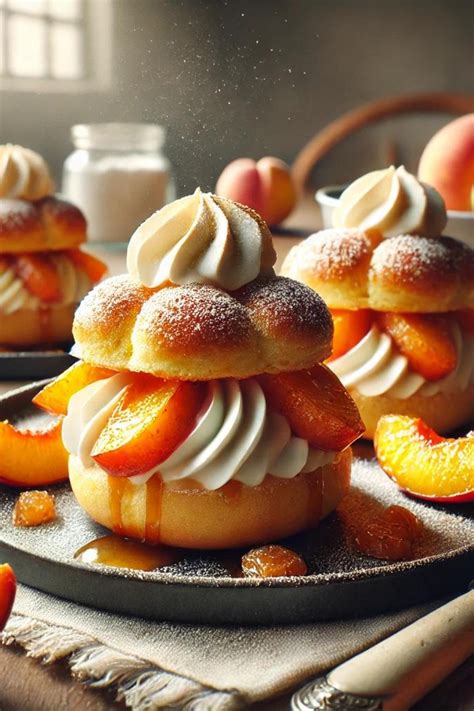 Roasted Peach Cream Puffs Fruity Desserts