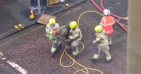 Moment Edinburgh Firefighters Rescue Hero Colleague