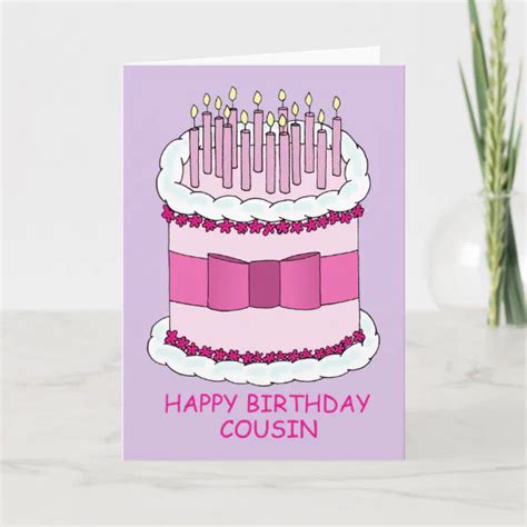 Happy Birthday Cousin Cake And Candles Card Zazzle
